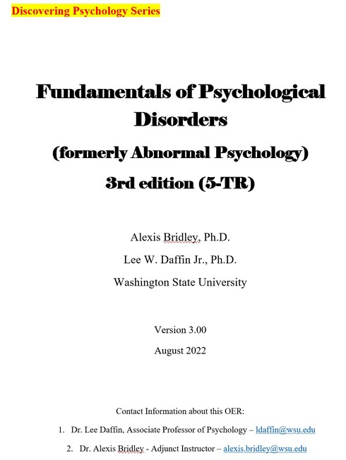Fundamentals of Psychological Disorders - 3rd edition - Open Textbook Library